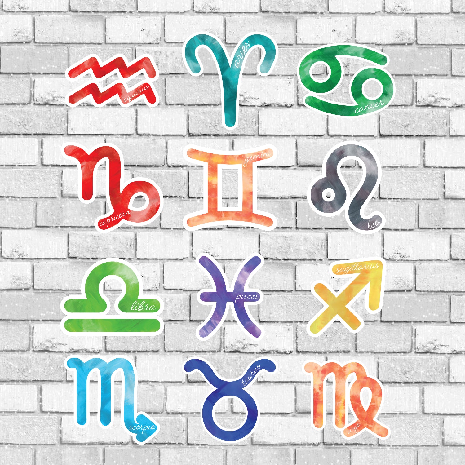 Zodiac Sign Sticker - w/ Cute Cursive Writing – Too Sweet Designs